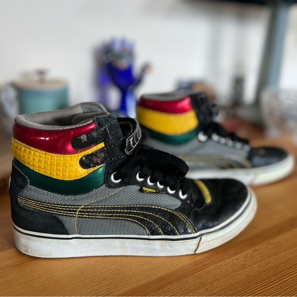 Puma | Shoes | Puma High Top Lace Up And Velcro Rasta Red Gold And ...